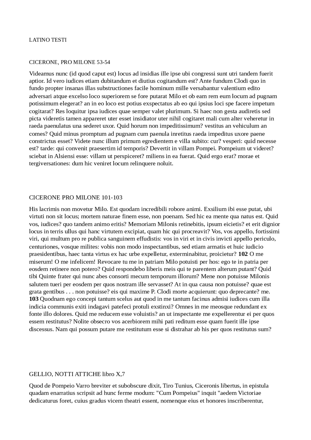 Testi per esami di latino - Docsity