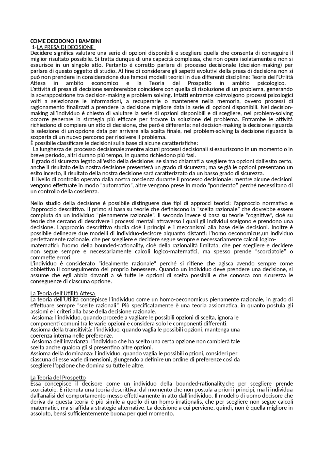 Come Decidono I Bambini Docsity