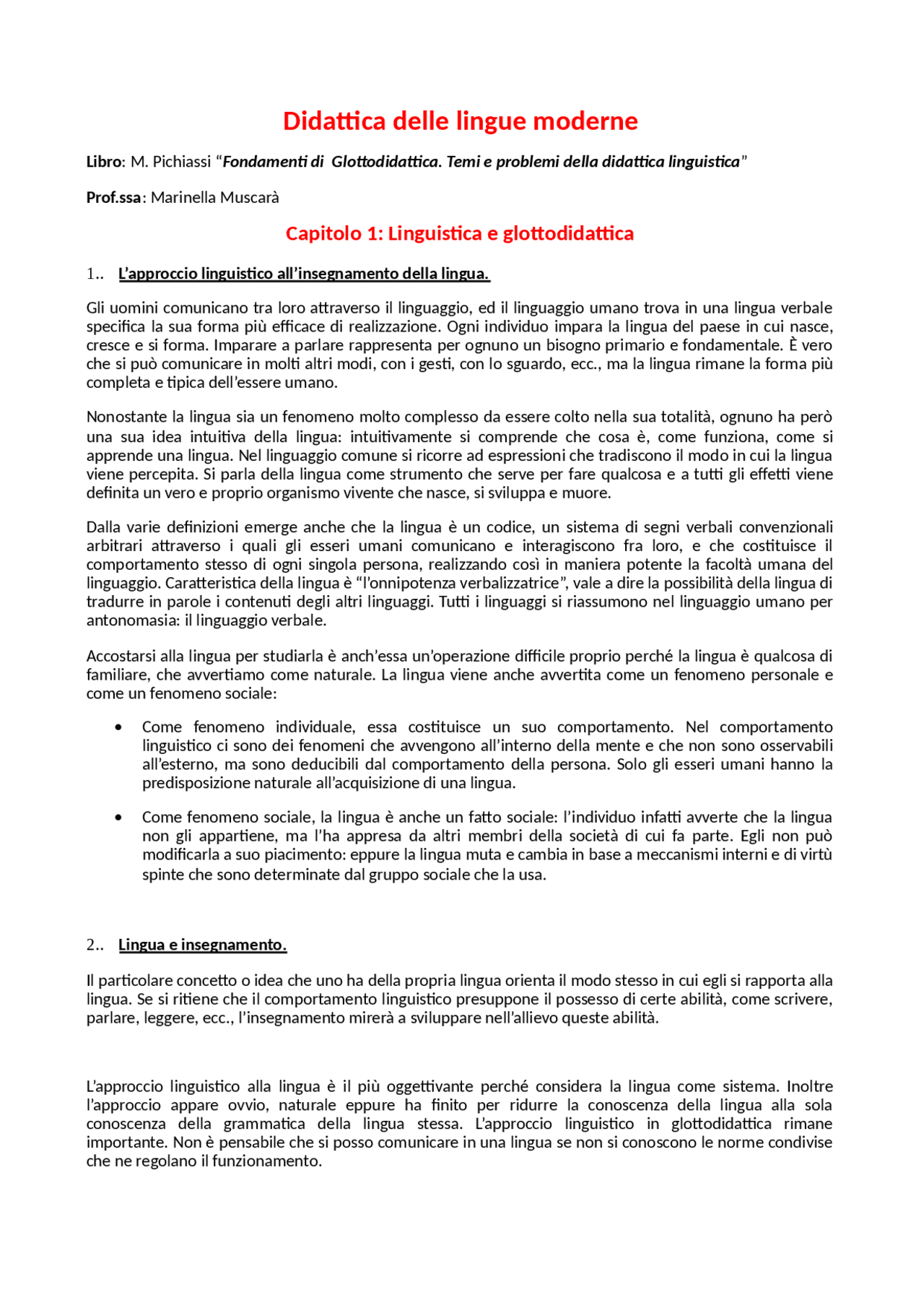 Fondamenti Di Glottodidattica Docsity