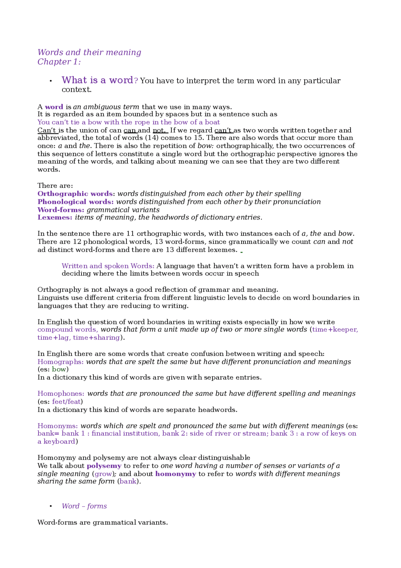 Words And Their Meaning Docsity