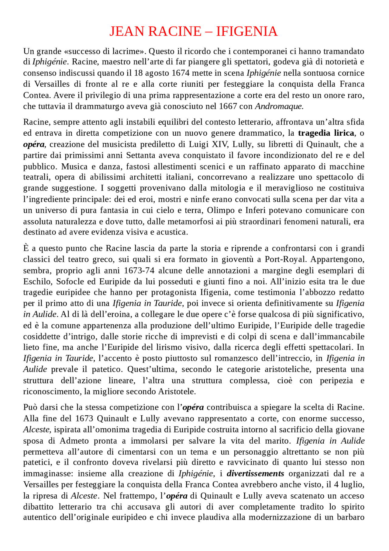 Teatro Francese Del Seicento Sintesi Del Corso Di Letteratura