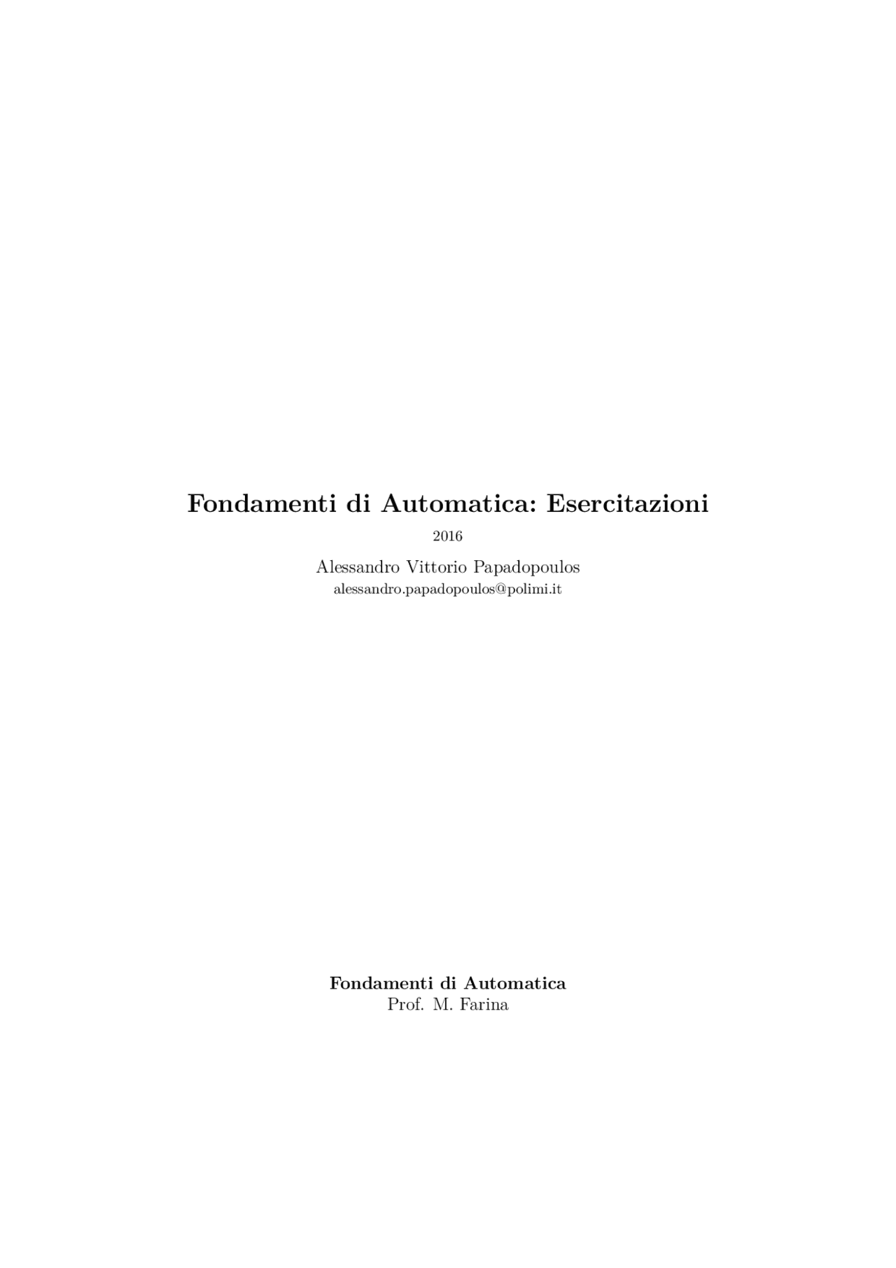 Fondamenti Di Automatica Docsity
