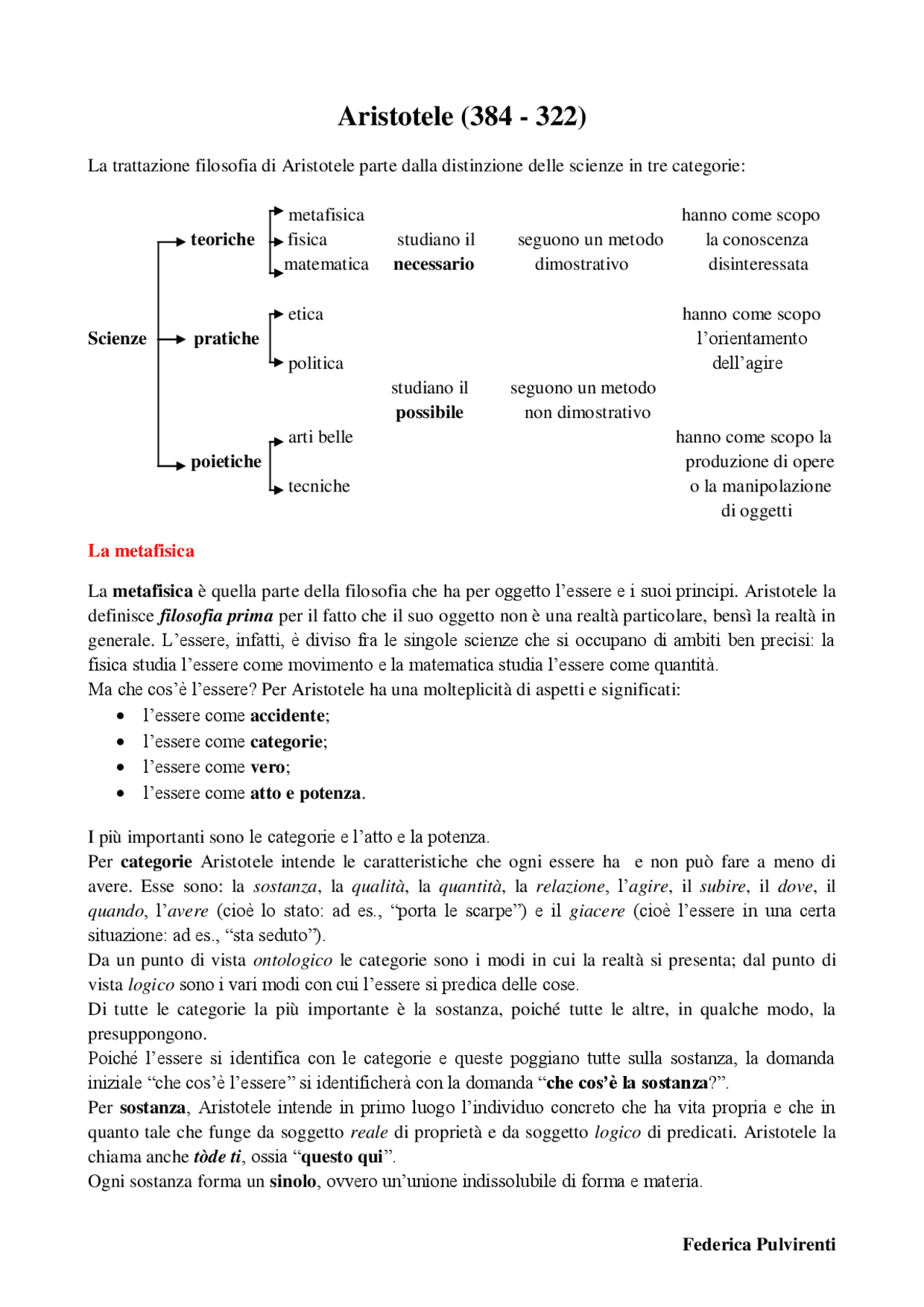 Il Pensiero Di Aristotele Docsity
