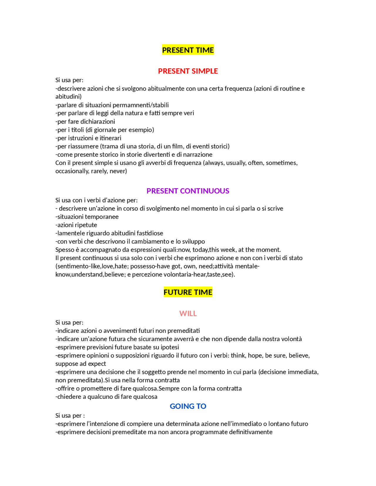 Tenses:present, past and future time - Docsity
