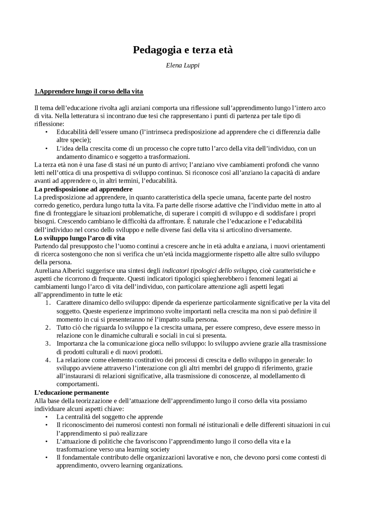 Pedagogia E Terza Età Elena Luppi Docsity