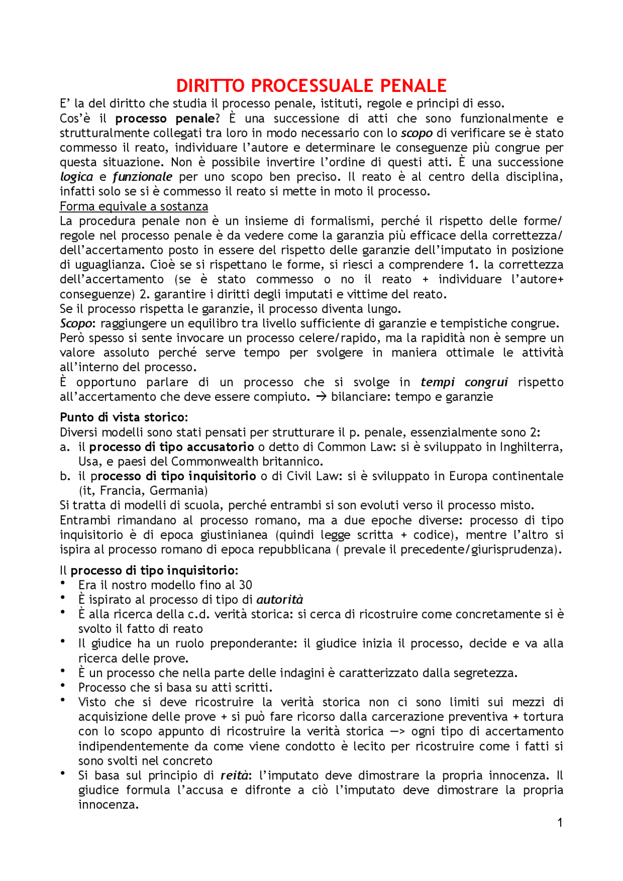 Cos'è il diritto processuale penale? - Docsity
