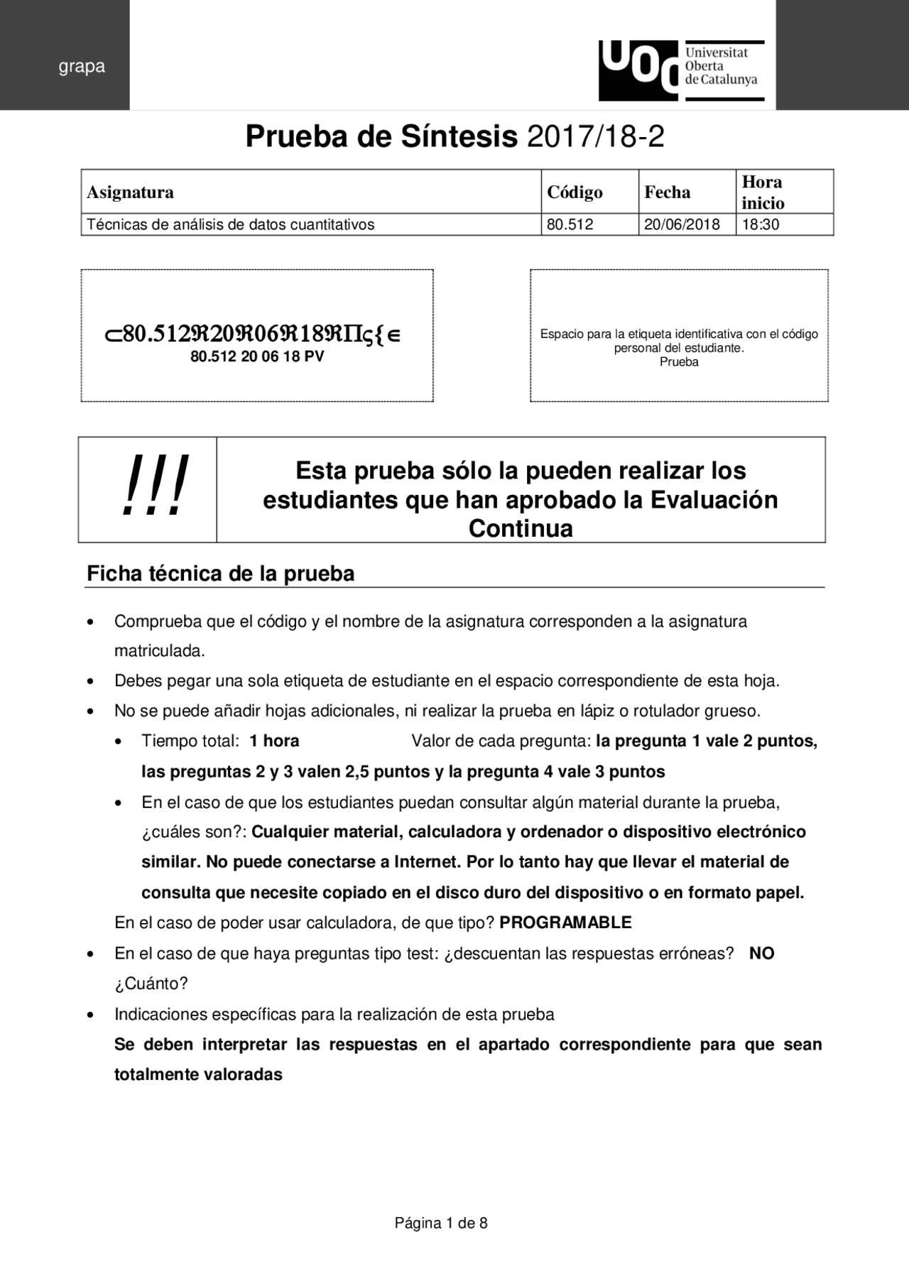 Ps Tècniques Quantitatives Exámenes De Técnicas Cuantitativas Docsity