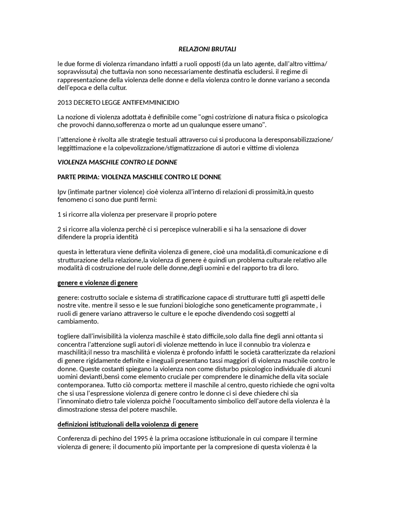 Relazioni Brutali Professoressa Giomi Docsity