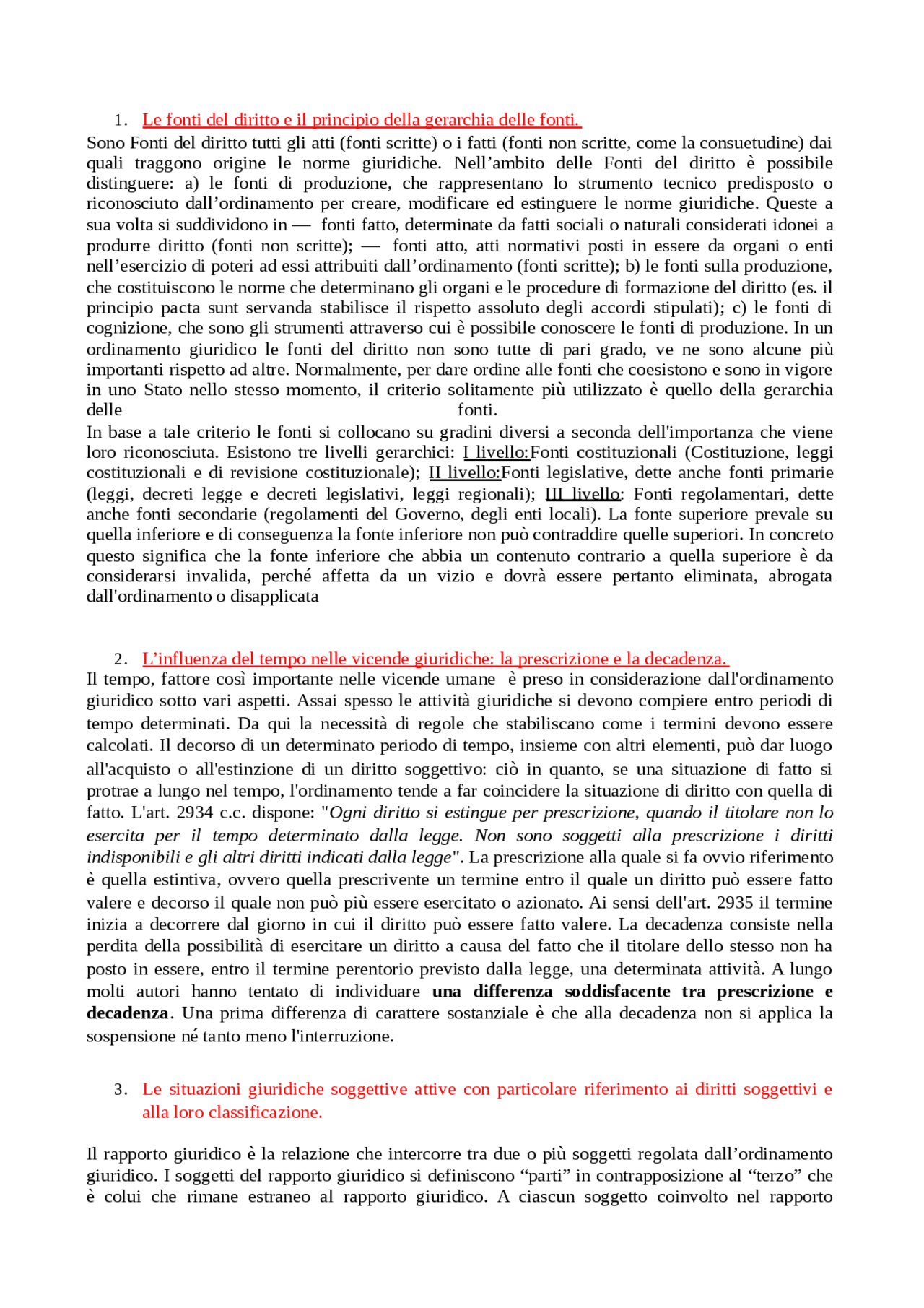 Domande aperte diritto privato e dello sport | Esercizi di Istituzioni di Diritto Privato | Docsity