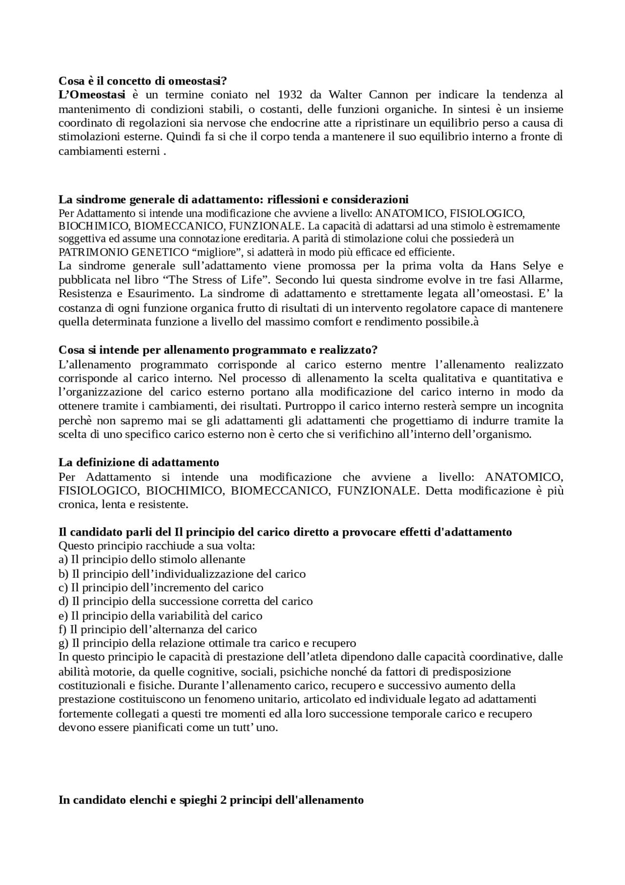 Domande Aperte Teoria E Metodologia Dellallenamento Docsity