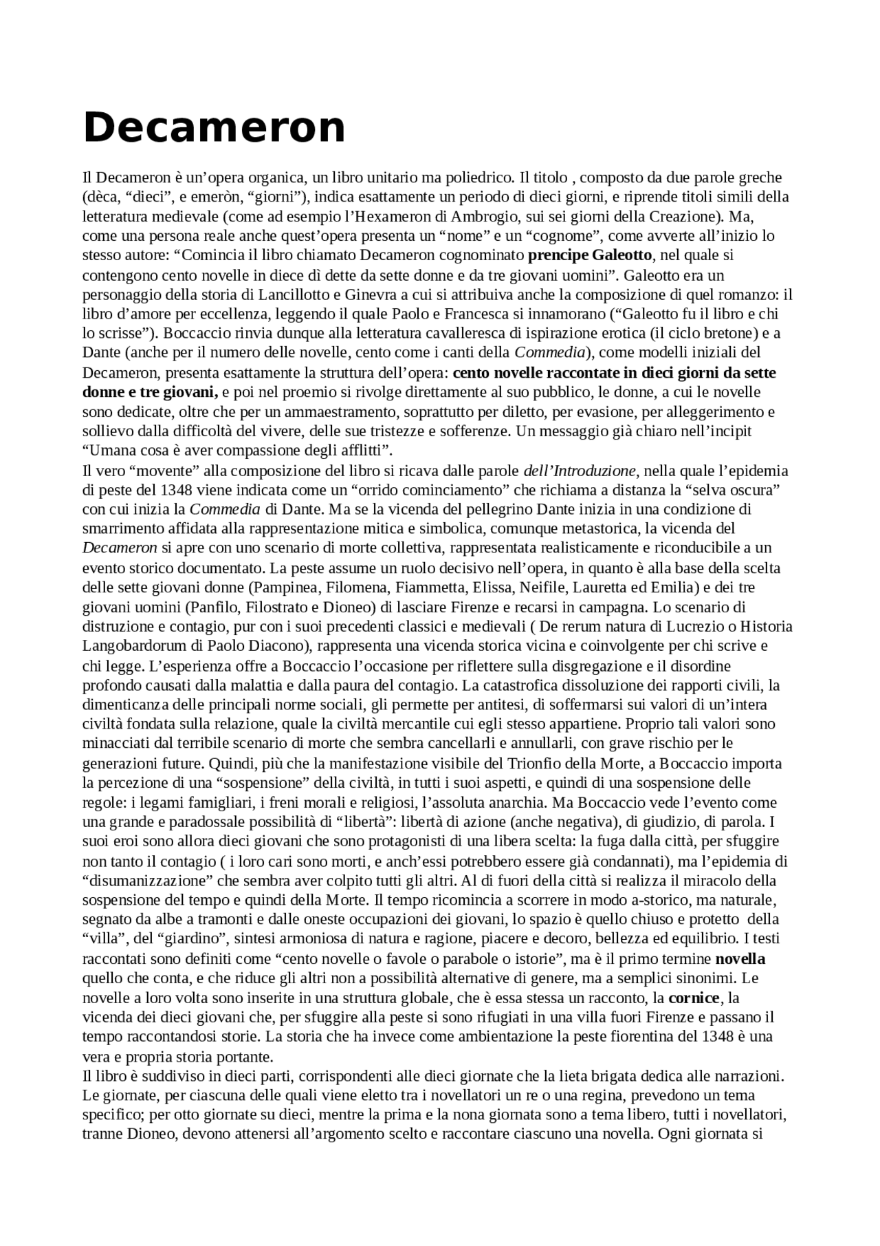 Decameron Di Boccaccio Docsity