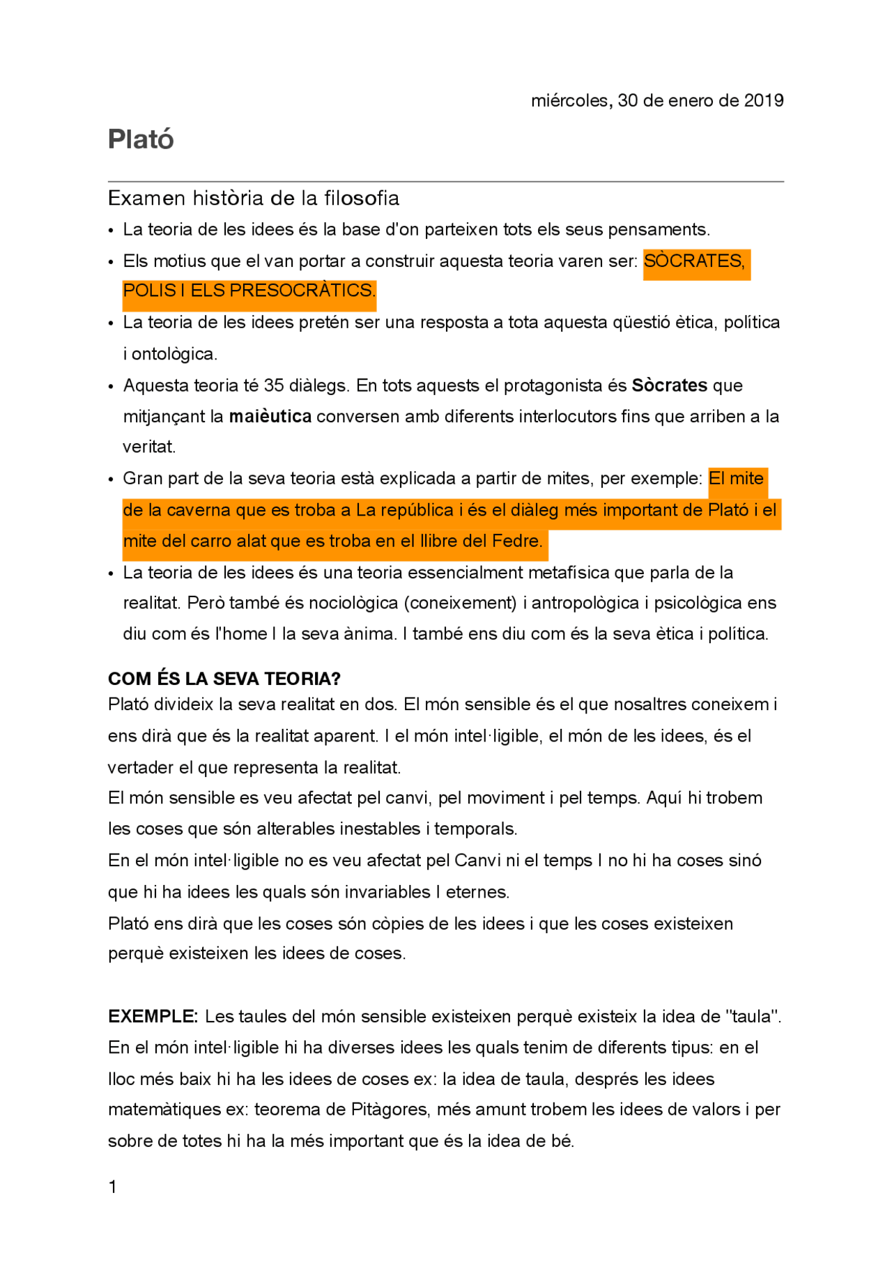 Apuntes De PlatÓn Segundo De Bachillerato En CatalÁn Docsity