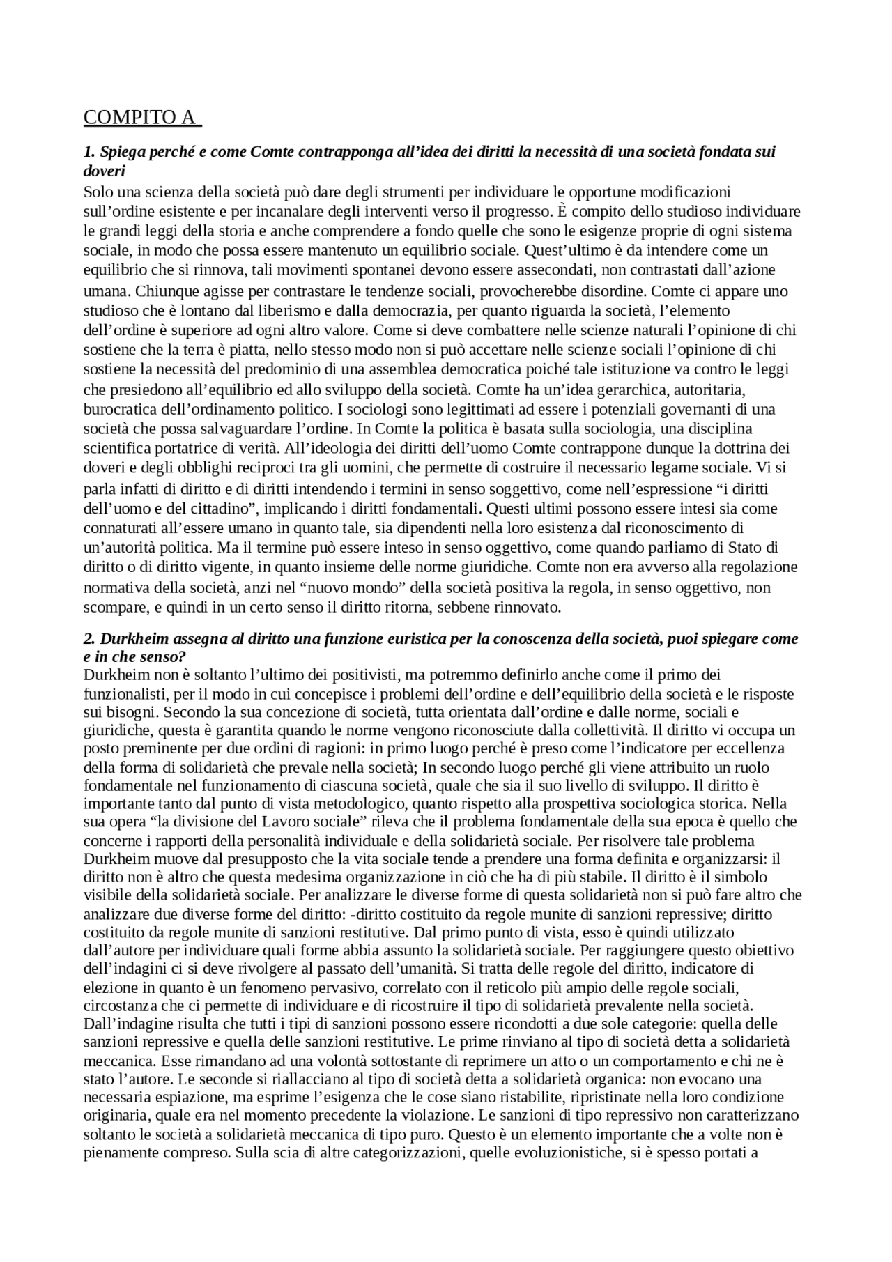 Risposte Esame Sociologia Del Diritto Docsity
