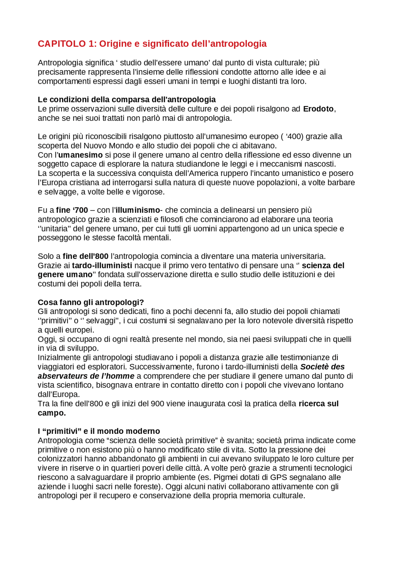 Sintesi Ugo Fabietti Docsity