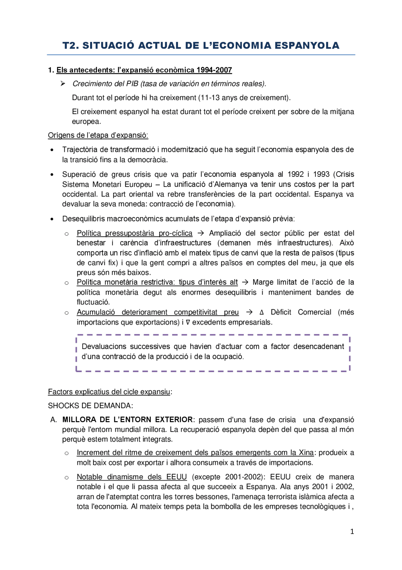 Entorn EconÒmic Espanyol Apuntes De Economía Mundial Docsity