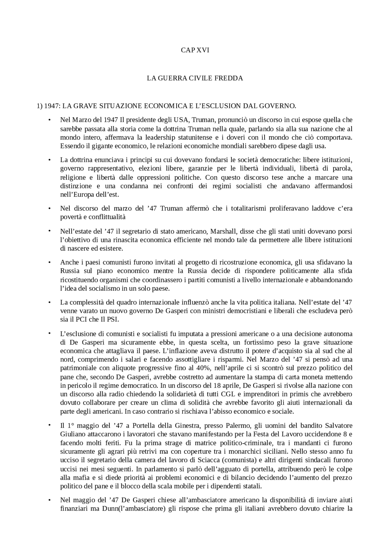 Storia Ditalia Dallunità A Oggi Docsity