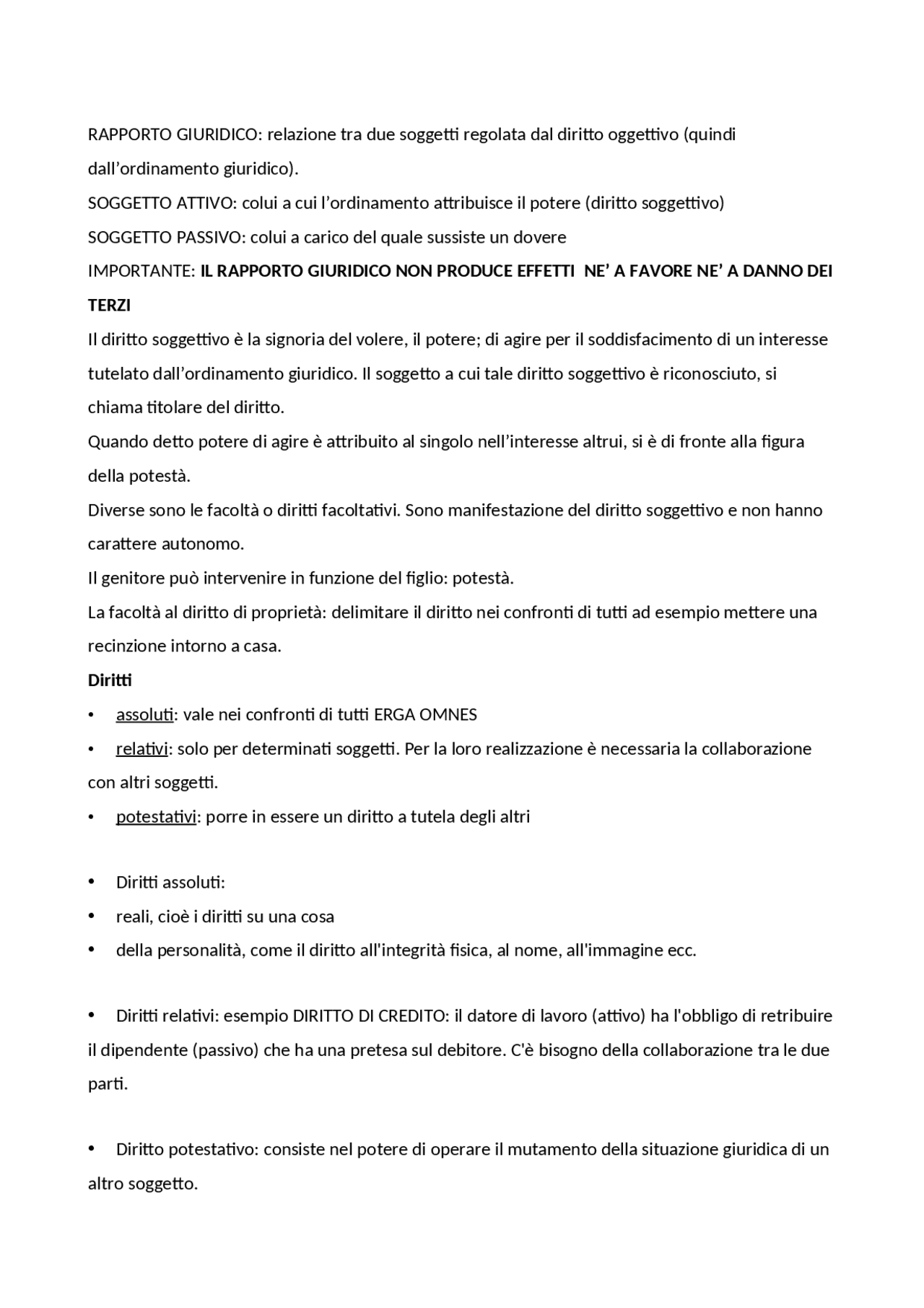 Diritto privato (Scienze Motorie) - Docsity
