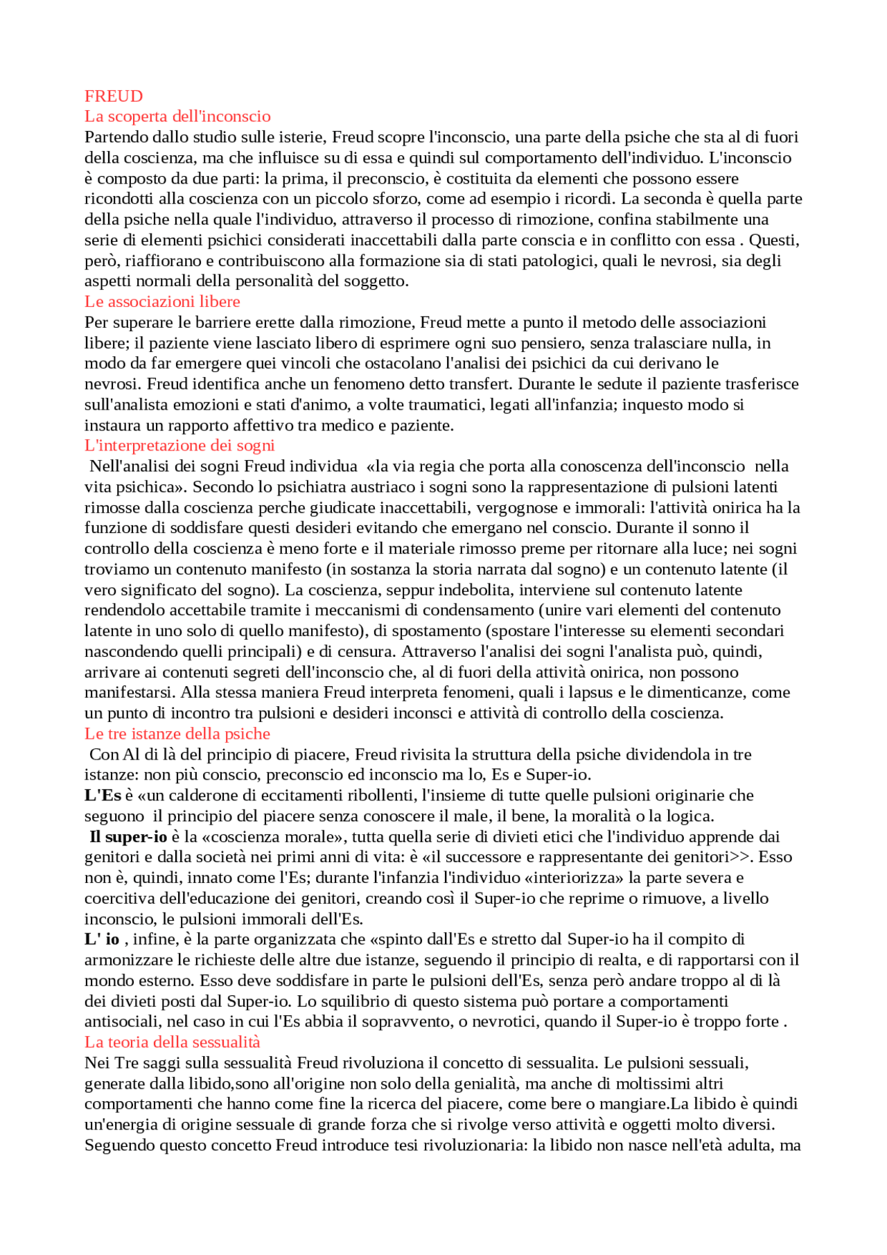 Sintesi Di Freud E Marcuse Filosofia Docsity