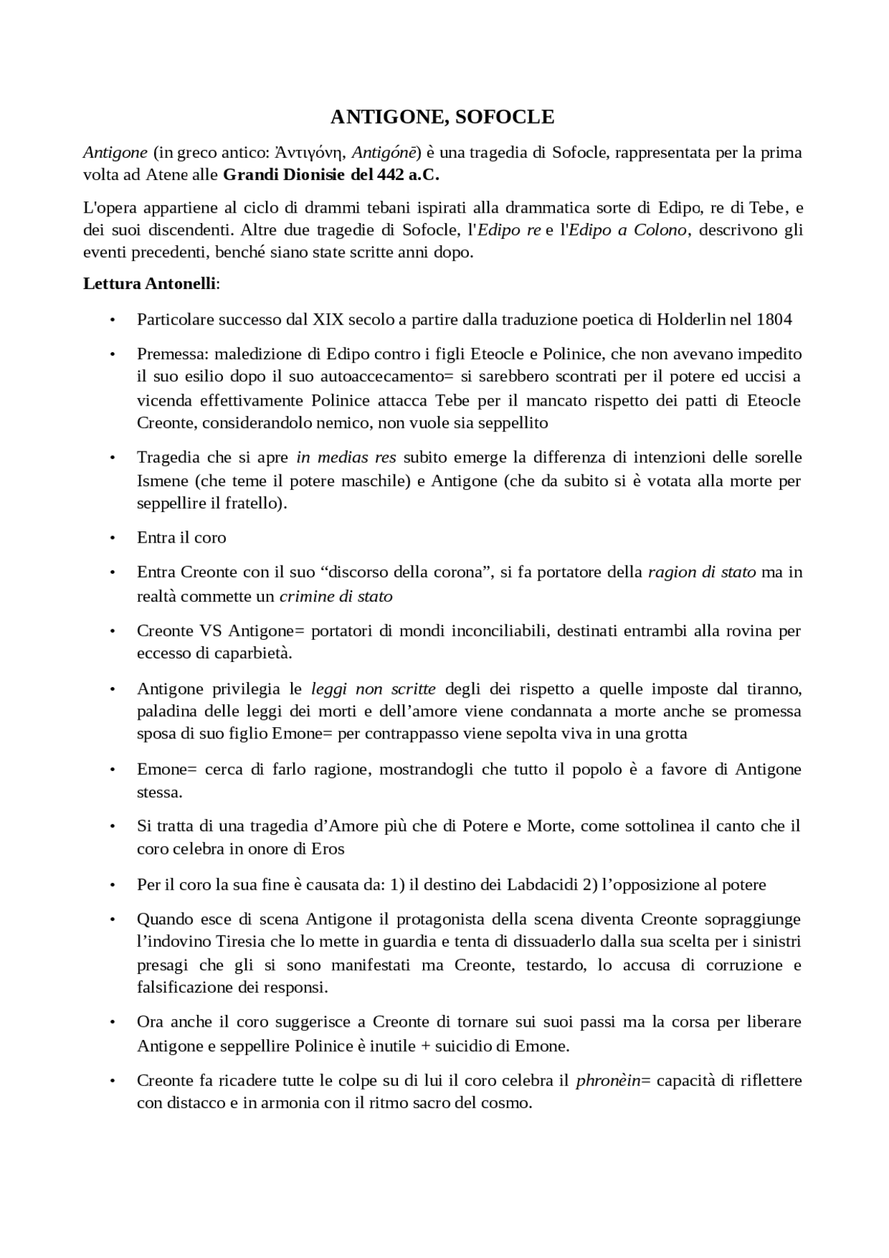 Scheda Libro Antigone Di Sofocle Docsity