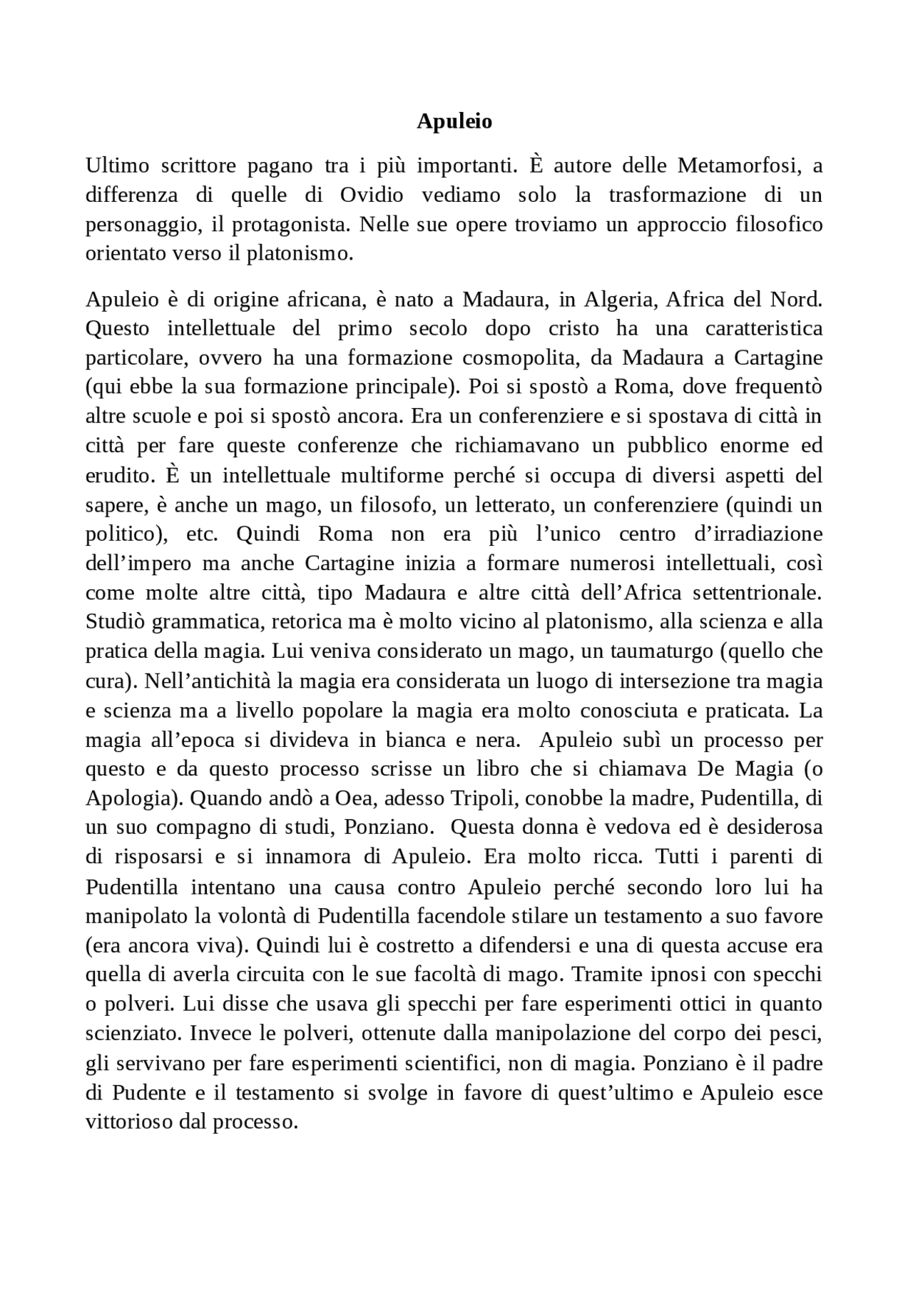 Appunti Presi In Classe Su Apuleio Appunti Di Latino Docsity