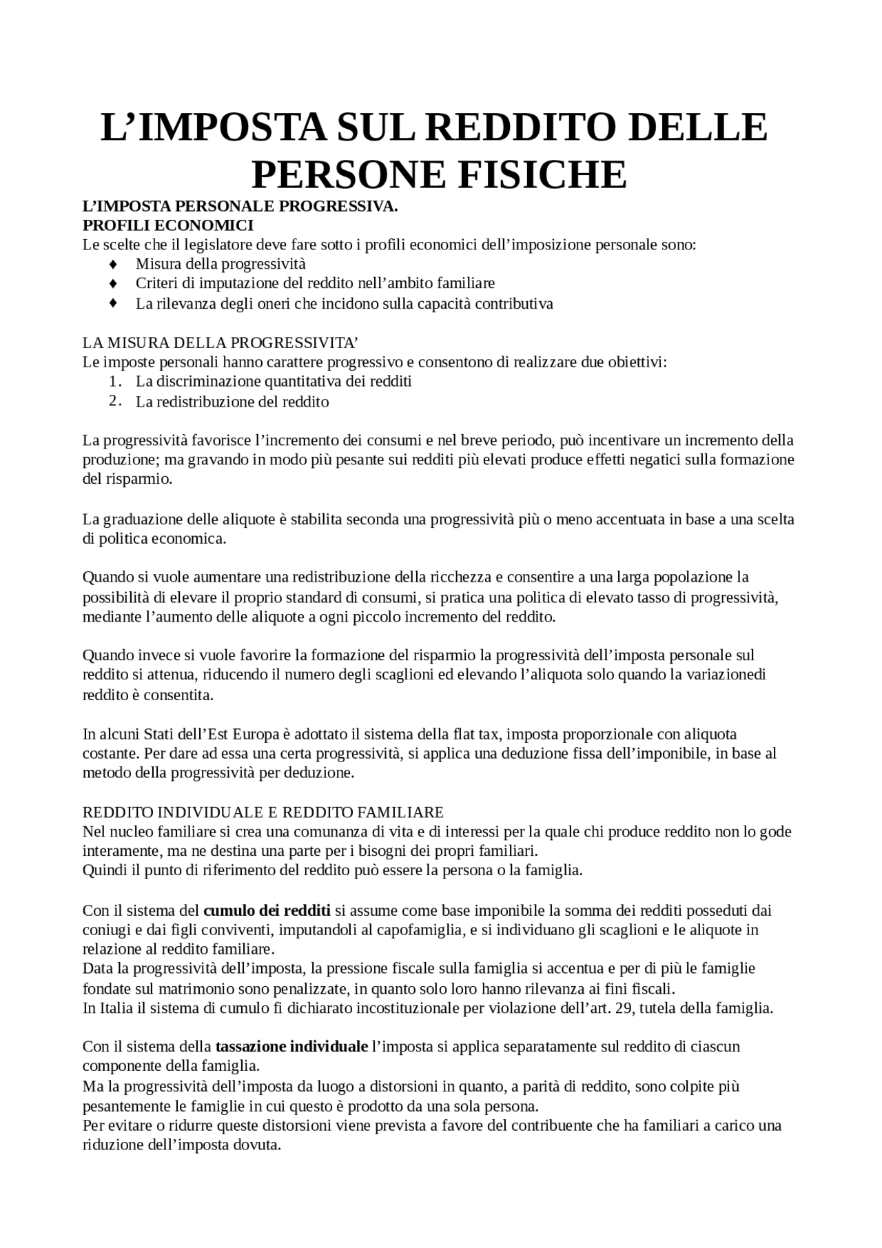 Limposta Sul Reddito Delle Persone Fisiche Docsity