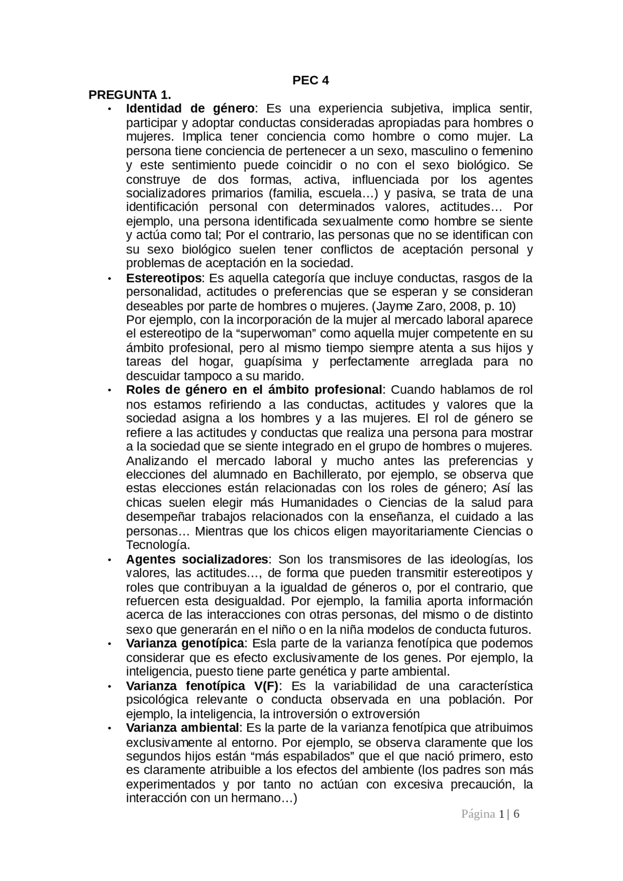 Pec 4 PsicologÍa Diferencial Docsity
