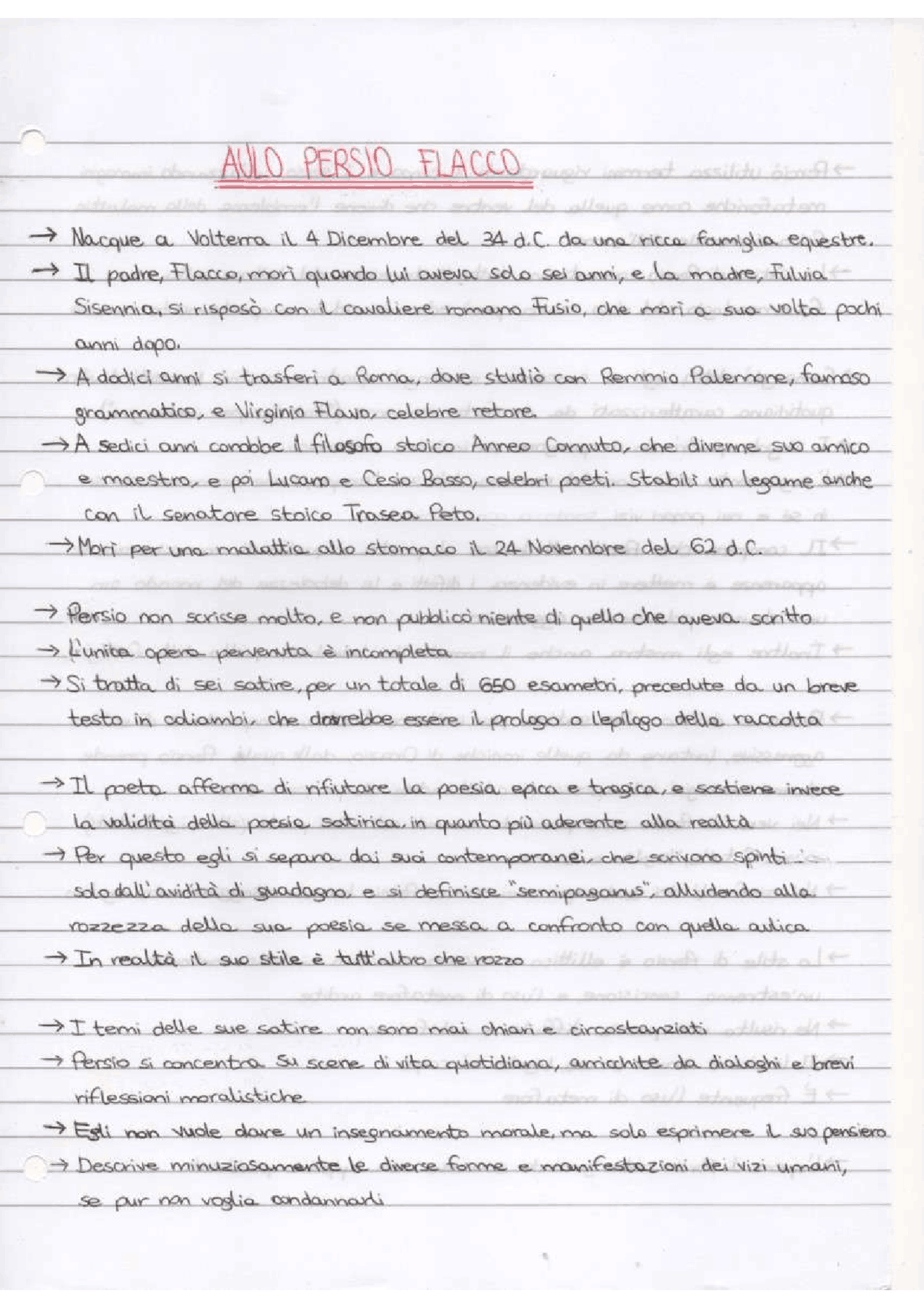 Sintesi Appunti Su Persio Docsity