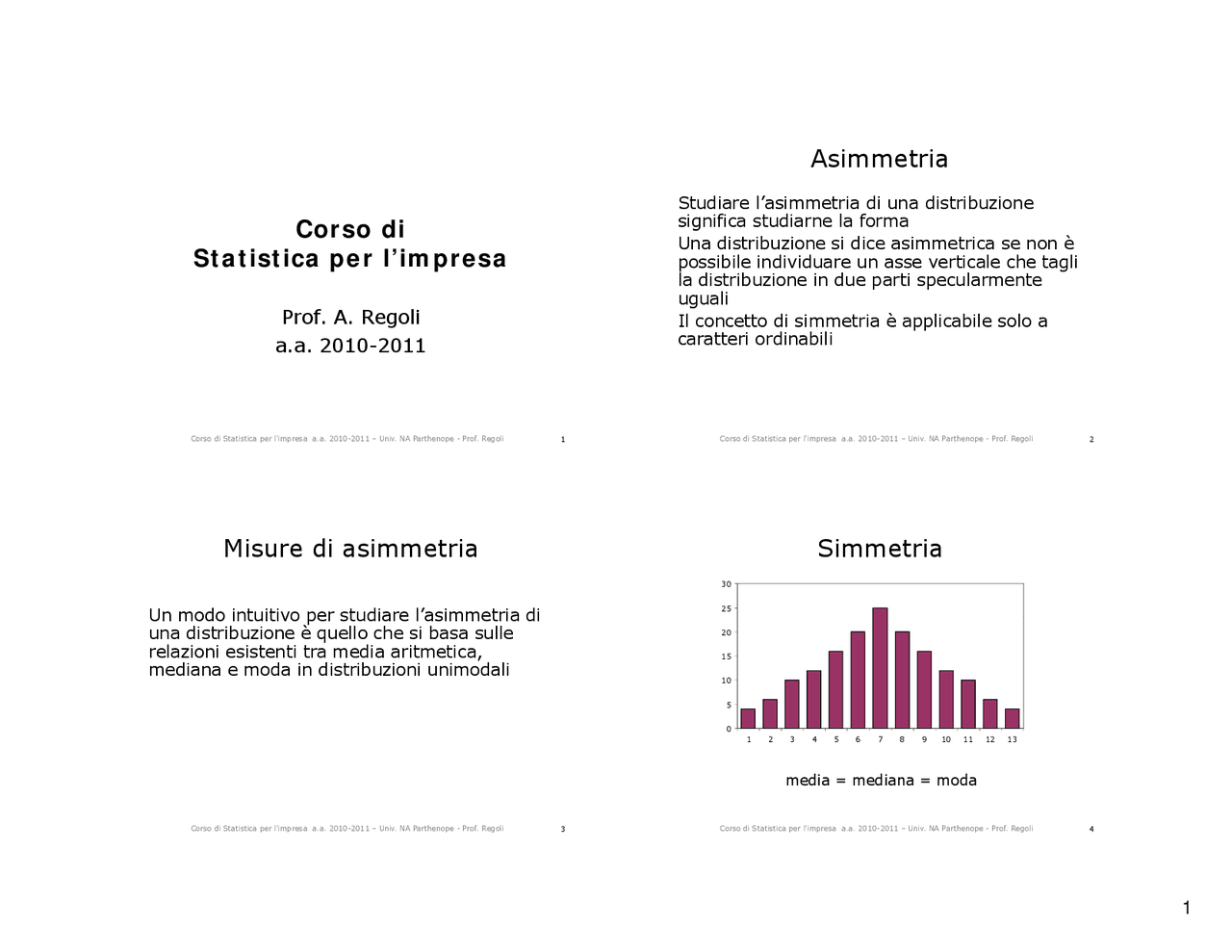 File Statistica Professore Regoli Slide Di Statistica Docsity