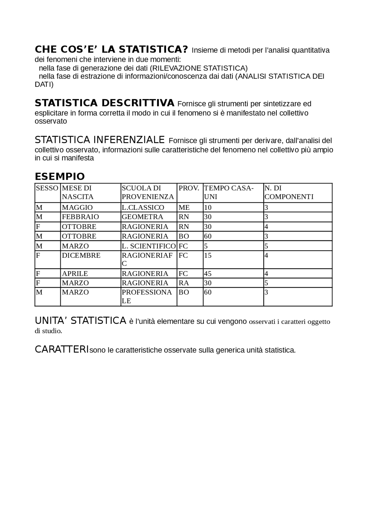Elementi di statistica - Docsity