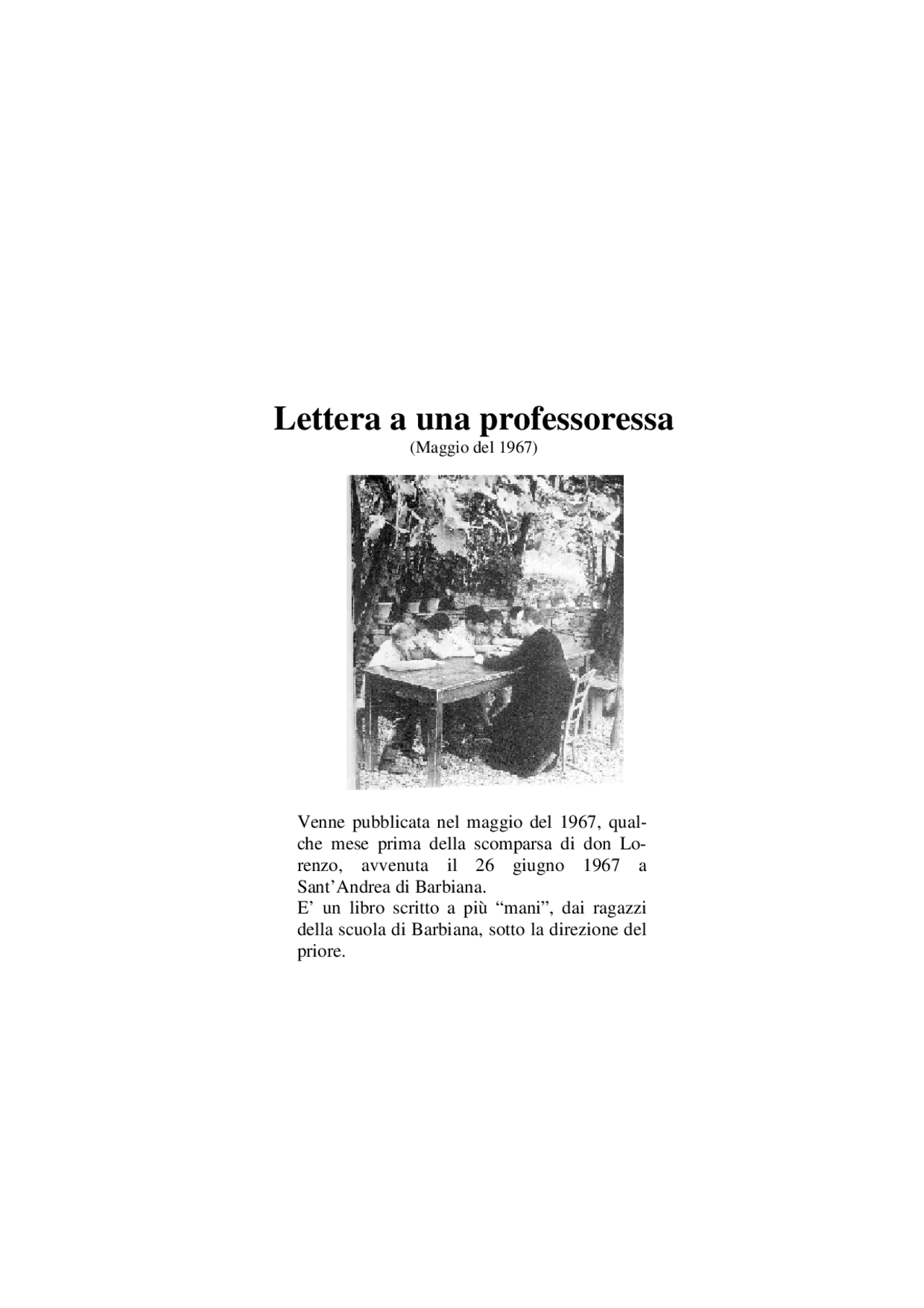 Lettere ad una professoressa | Dispense di Lingua Italiana | Docsity