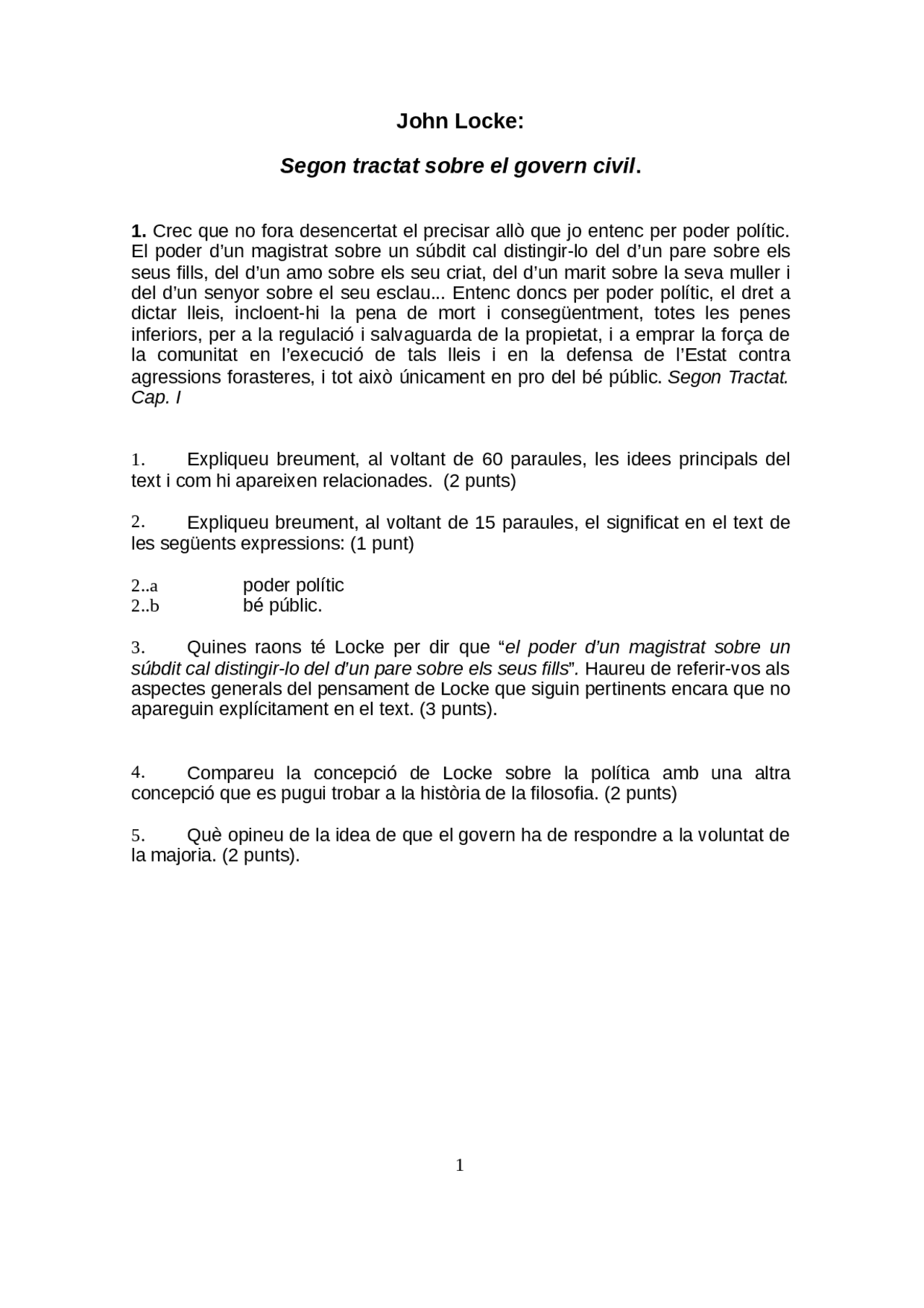 John Locke Apuntes Selectividad Exámenes Selectividad De Filosofía