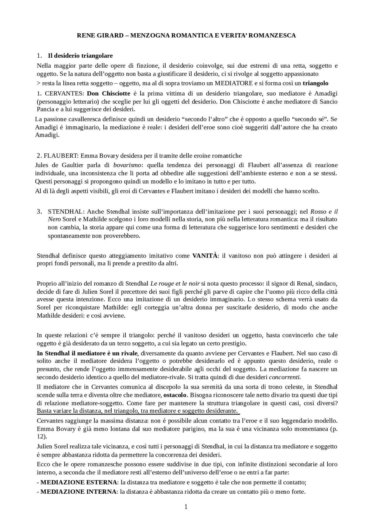 Sintesi Di Menzogna Romantica E Verità Romanzesca Docsity