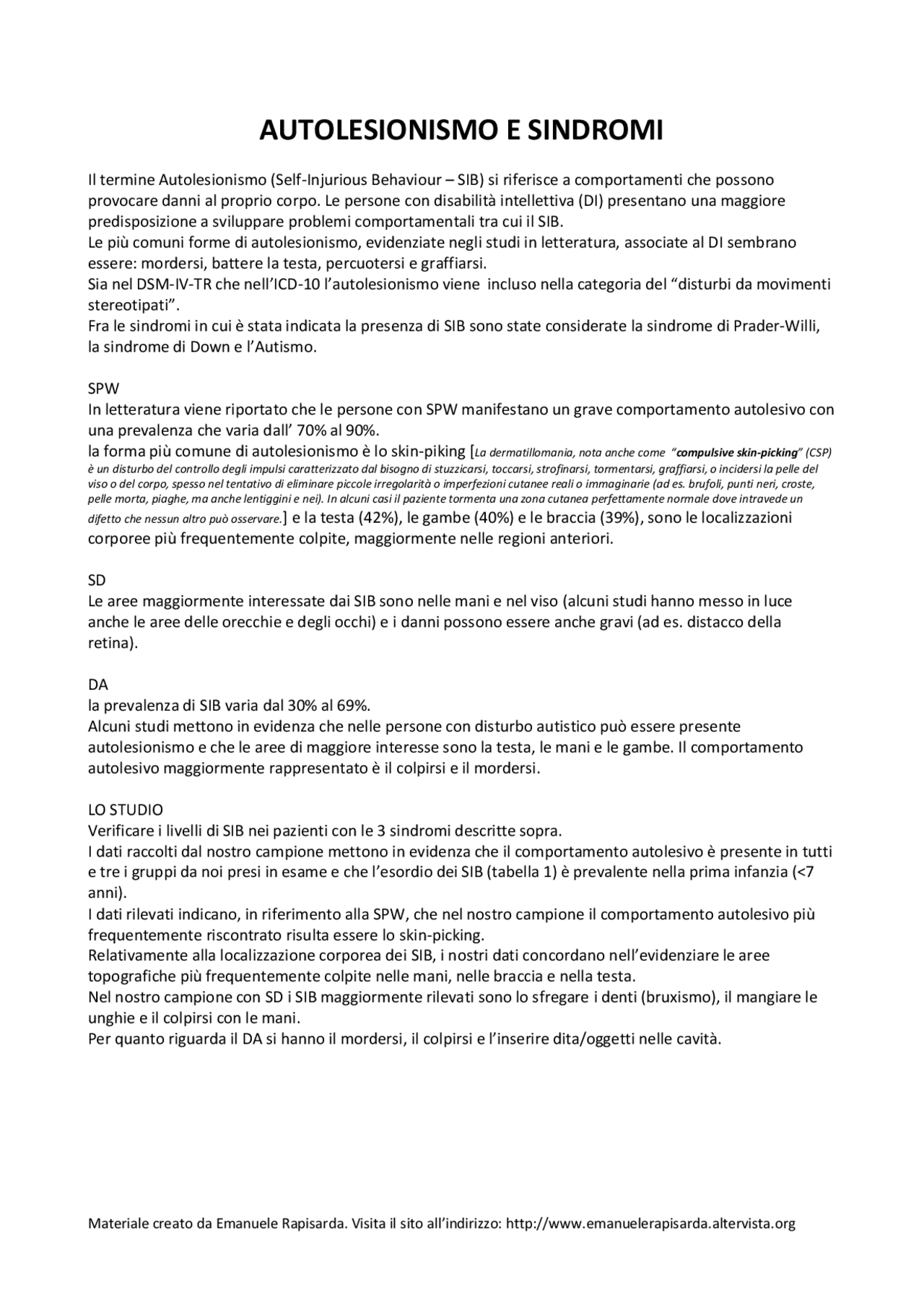 Psicologia Delle Disabilità Docsity