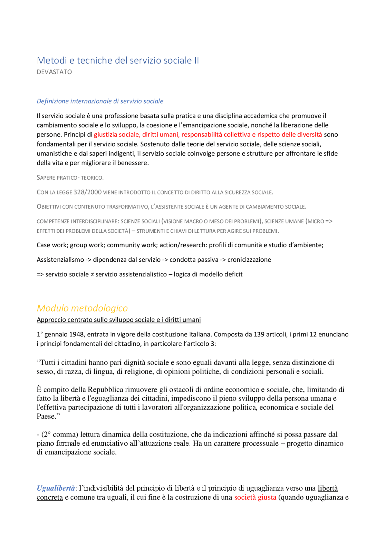 Appunti Di Metodi E Tecniche Del Servizio Sociale Ii Docsity