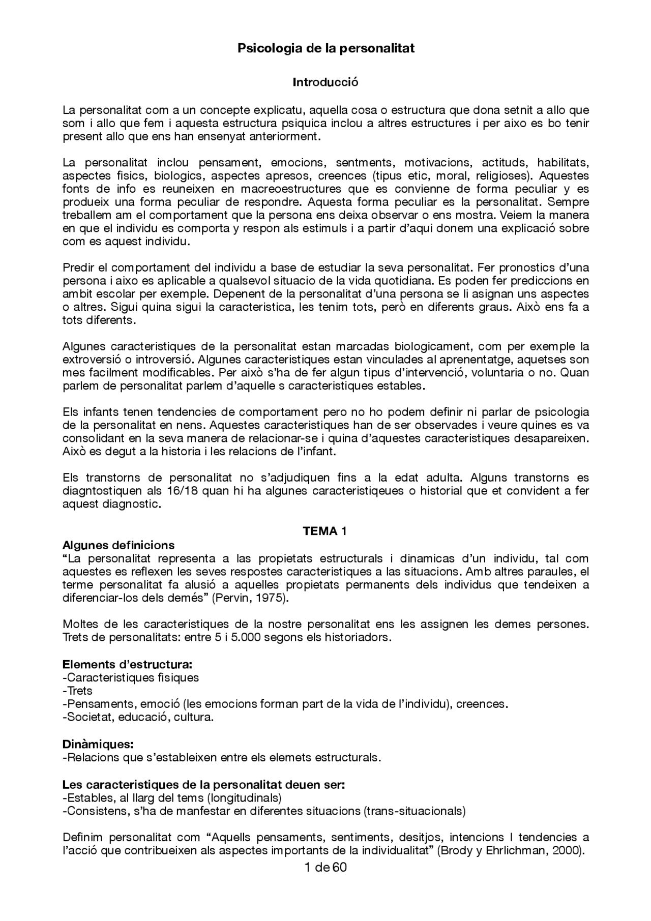 Apunts Psicologia De La Personalitat Docsity
