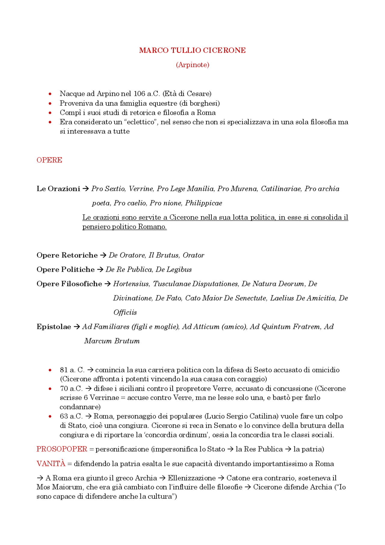 Appunti E Testi Di Cicerone Docsity