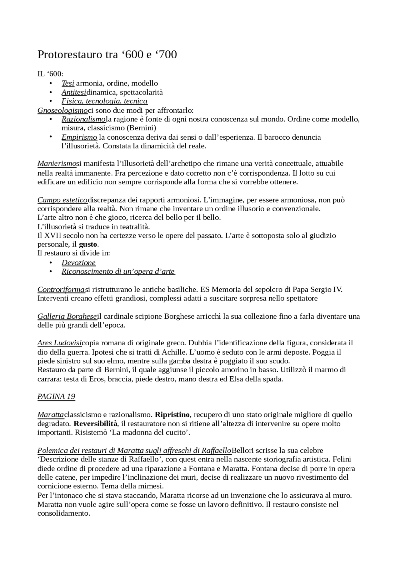 Protorestauro tra 600 e 700 - Docsity