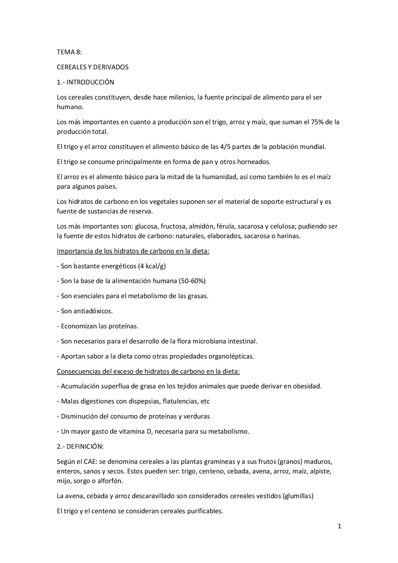 Tema 8 Cereales Y Derivados Docsity