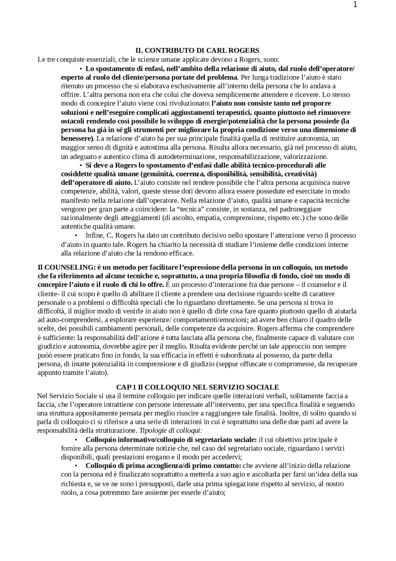Riassunto Di Counseling Docsity