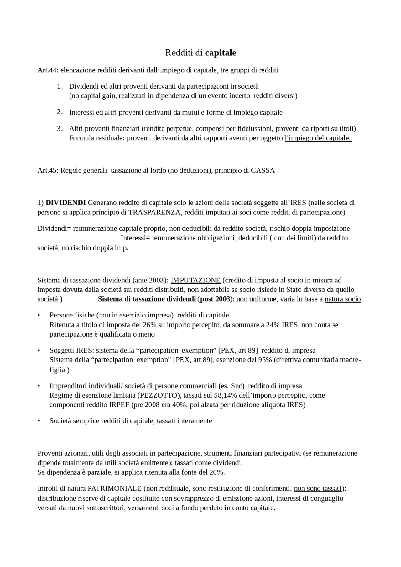 Redditi Di Capitale Docsity