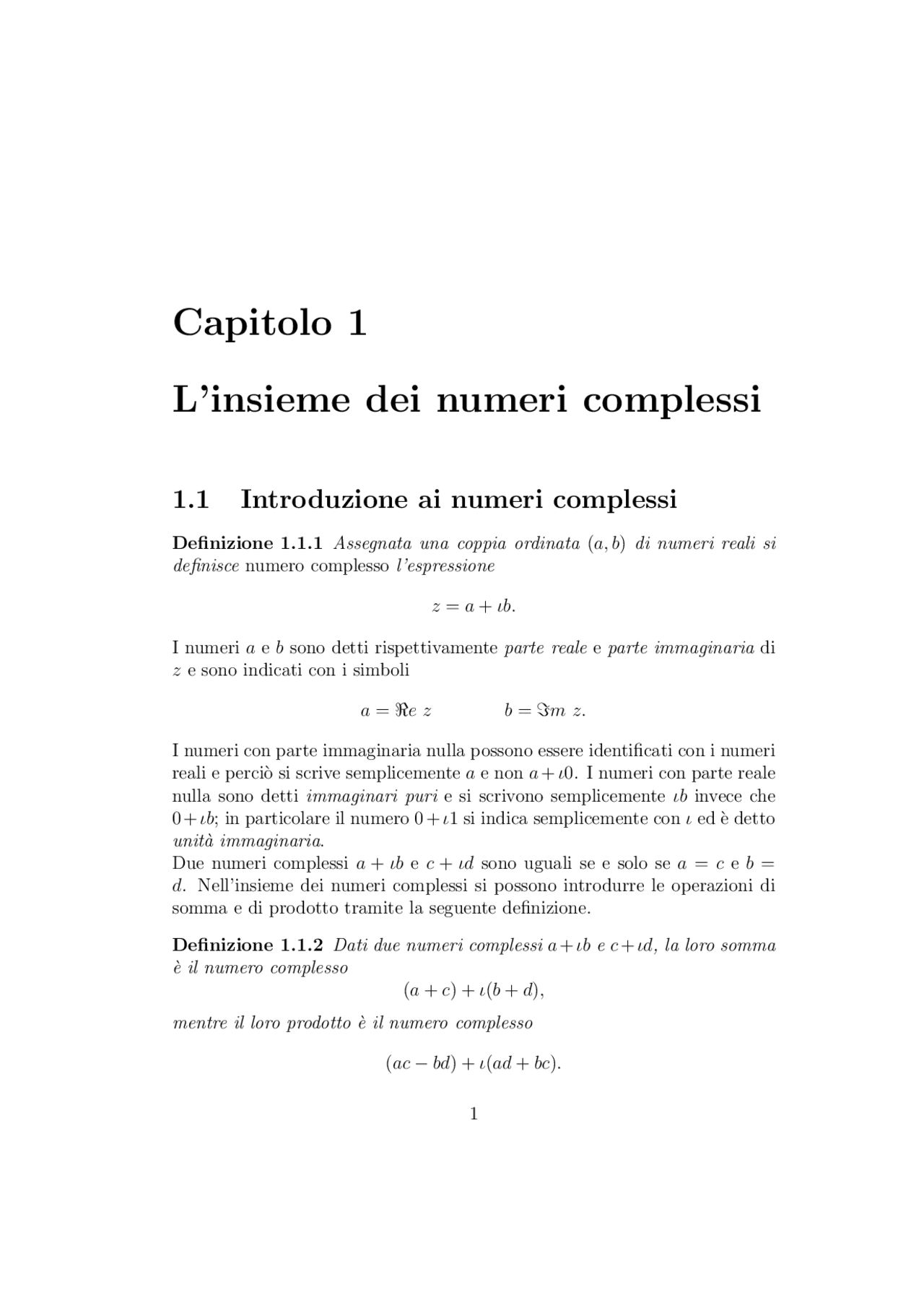 Teoria Sui Numeri Complessi Docsity