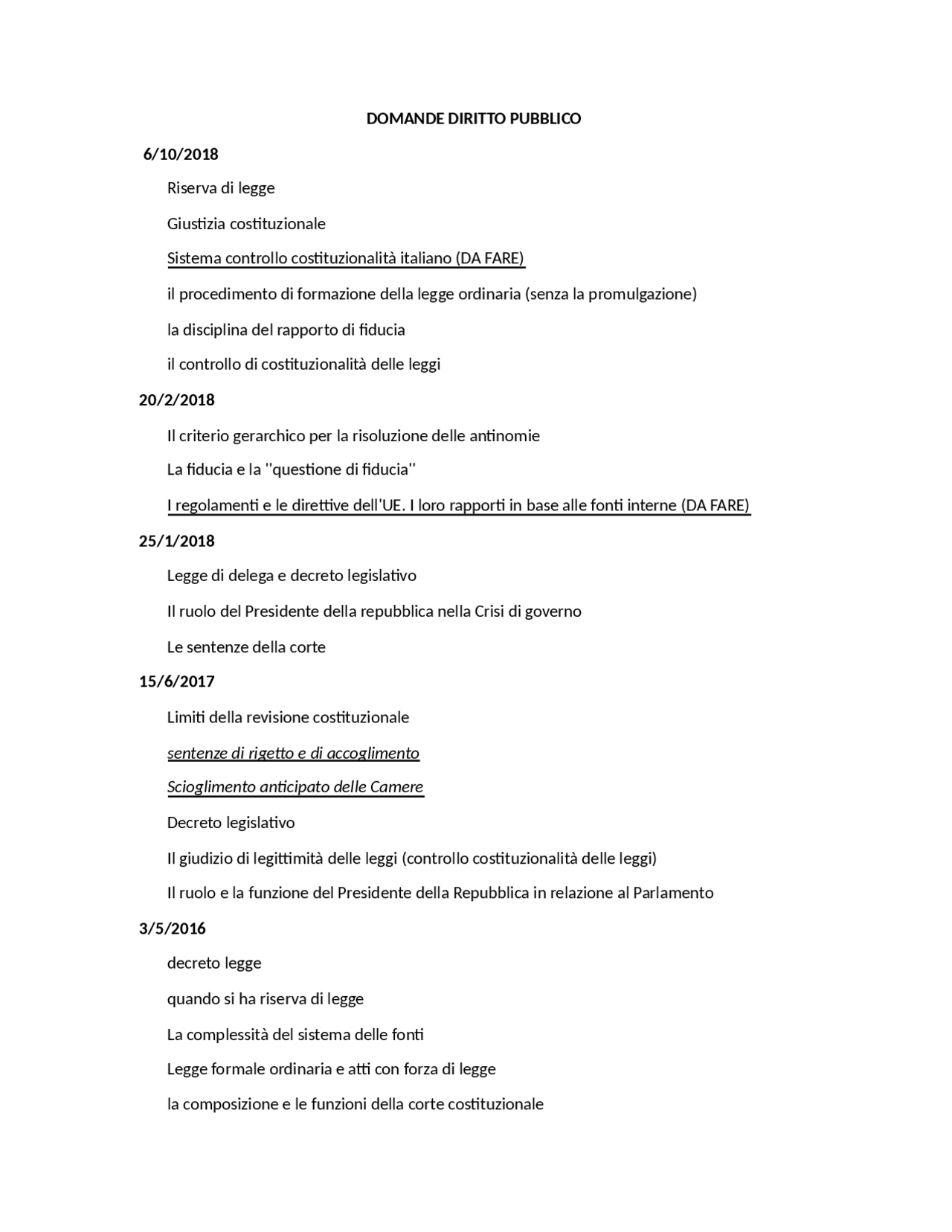Domande Diritto Pubblico Docsity