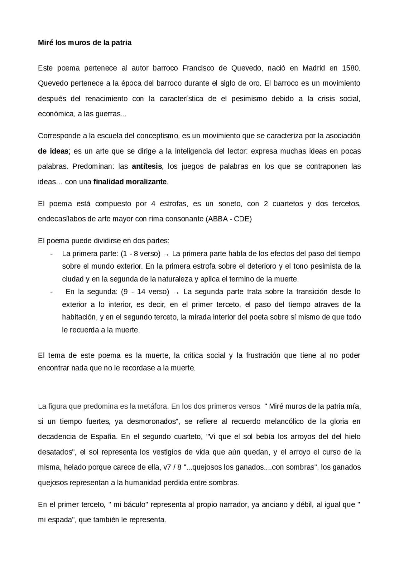 Poema "Miré los muros de la patria mia" - Docsity