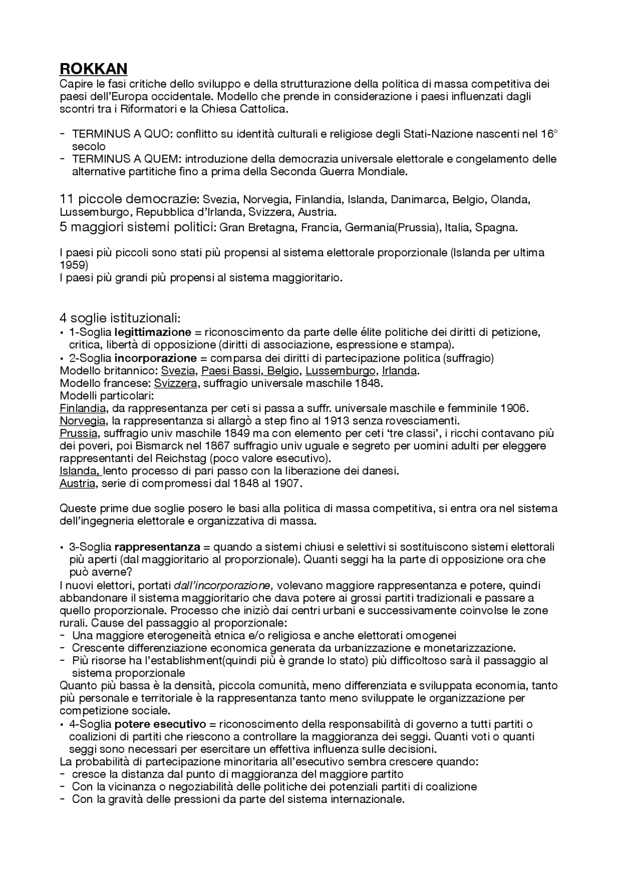 Riassunto Stato, nazione e democrazia in Europa di Stein Rokkan - Docsity