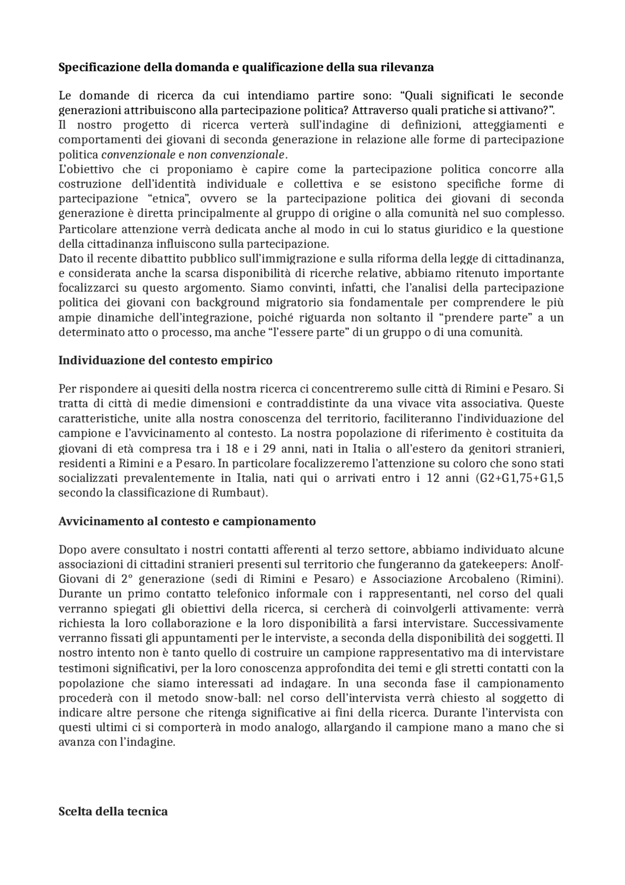 Progetto Labricerca Sociale Qualitativa Docsity