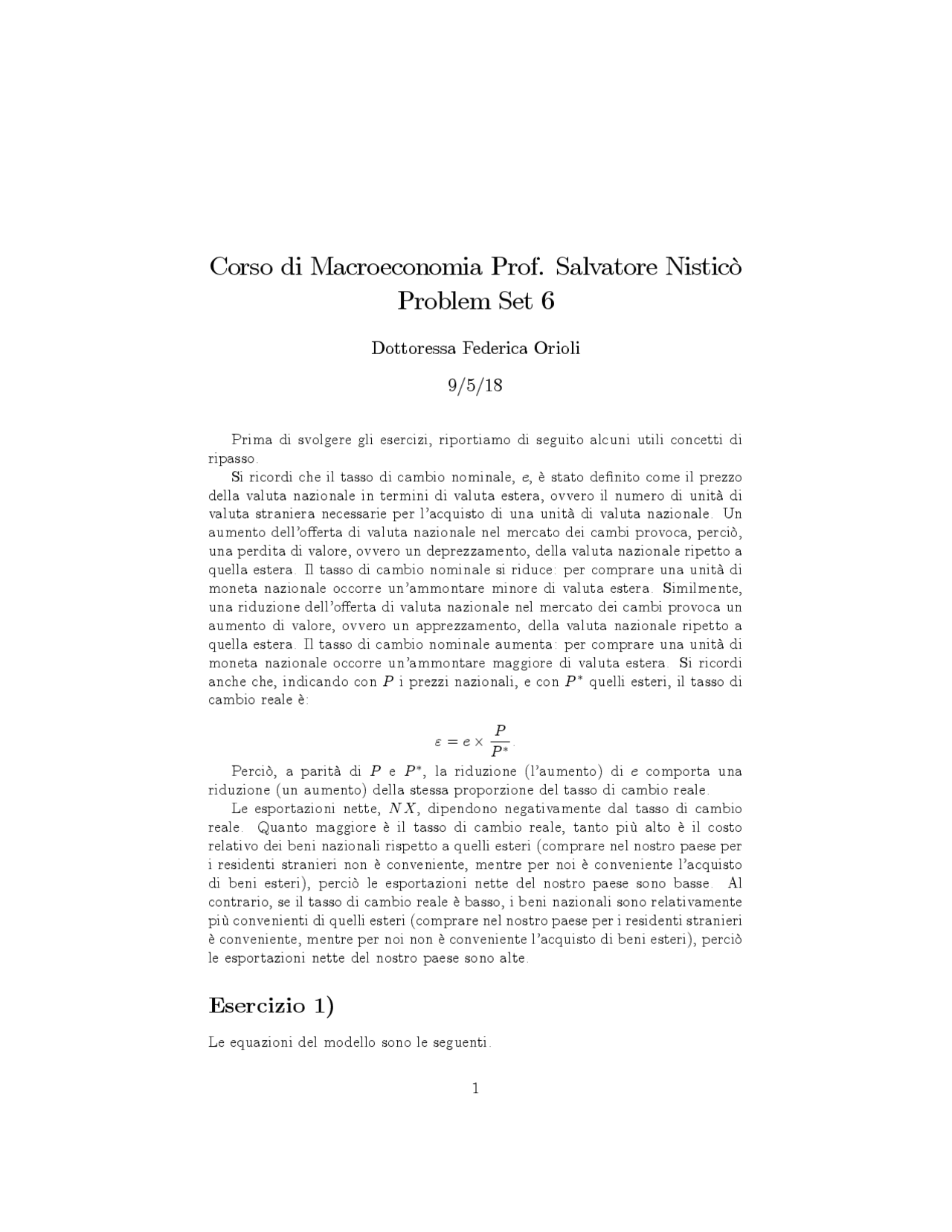 Soluzioni Problem Set Macroeconomia Docsity