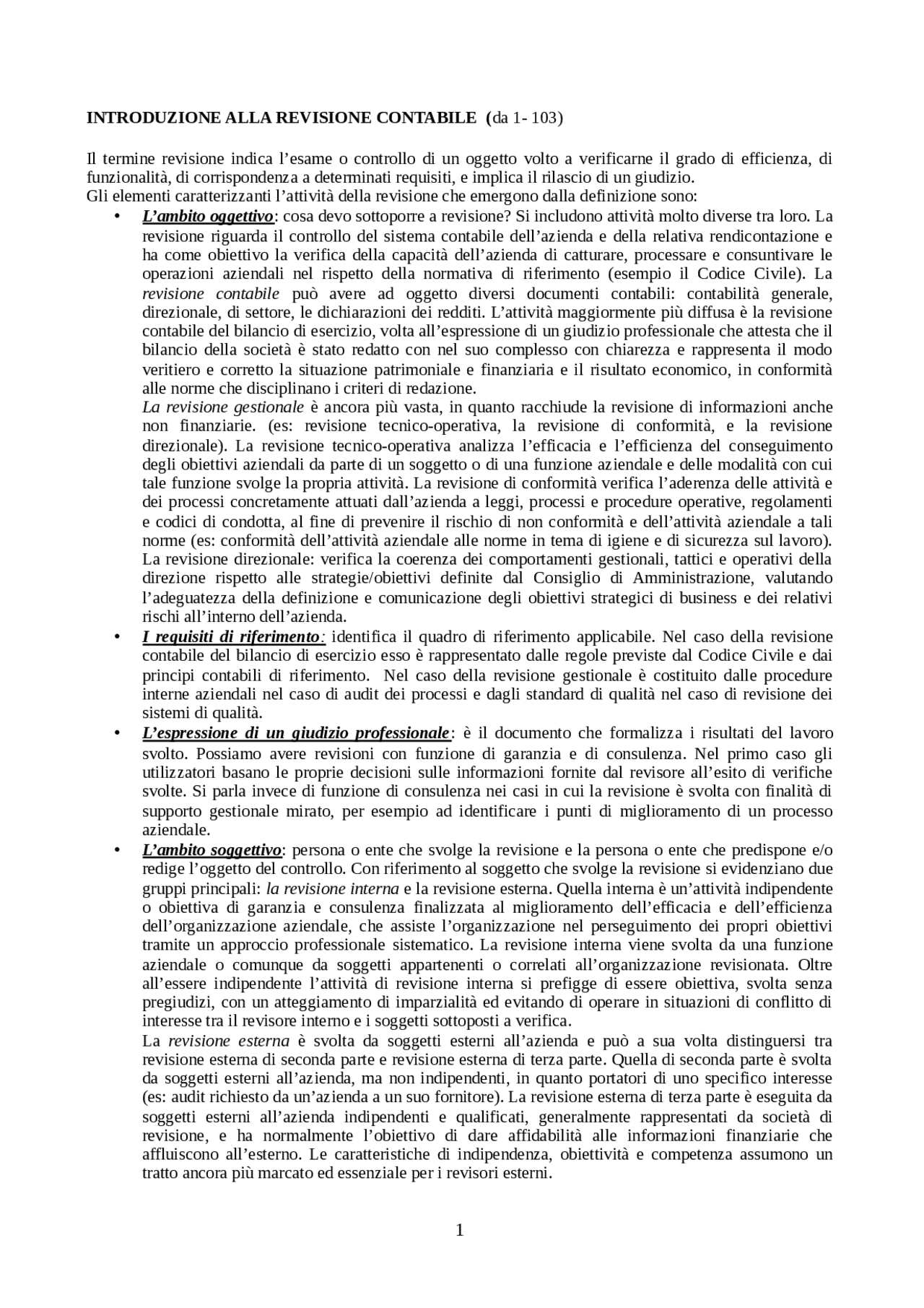 Riassunto Di Audit E Controllo Interno Docsity