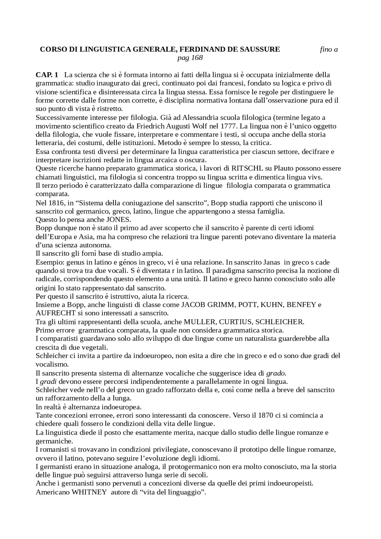Corso Di Linguistica Generale Ferdinand De Saussure Docsity