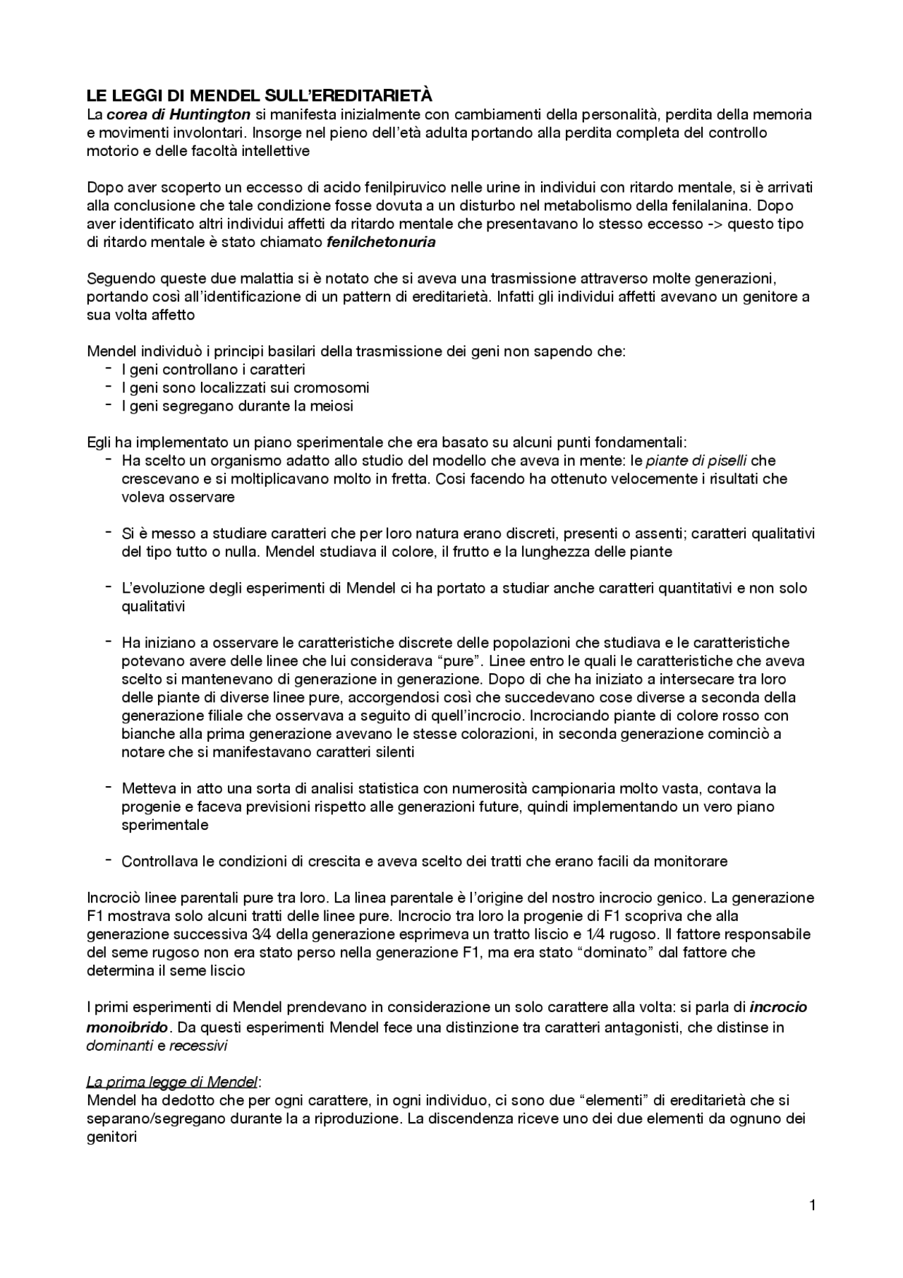 Appunti Genetica Del Comportamento Docsity