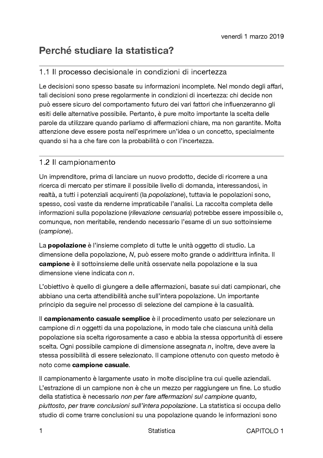 Statistica Cap 1 Newbold Carlson Thorne Docsity